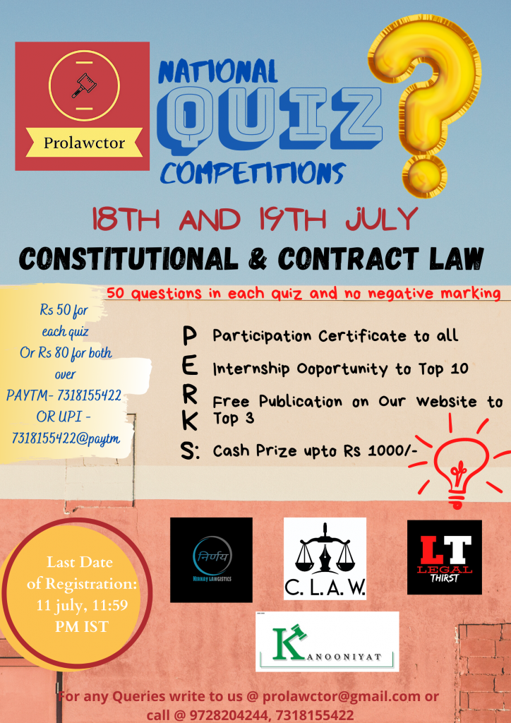 Prolawctor National Quiz Competition On Contracts Act & Constitutional ...